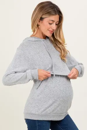 PINKBLUSH Maternity Nursing Hoodie - Heather Grey