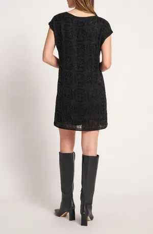 Matty M. Beaded Cap-sleeve Mini Shift Dress - Black