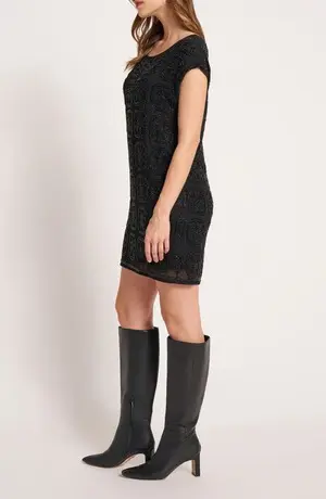 Matty M. Beaded Cap-sleeve Mini Shift Dress - Black