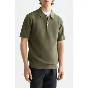 Scotch & Soda Structured Knit Cotton Polo - Olive Night