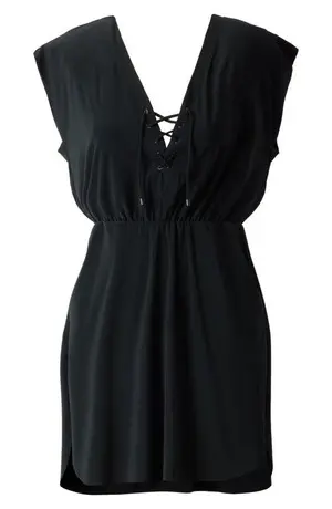 Magicsuit Lace-up Matte Jersey Cover-up Dress