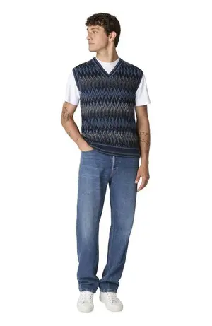 Missoni V-neck Zigzag Pattern Vest - Blue & Grey