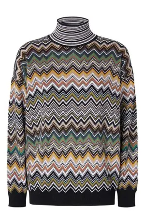 Missoni Oversized High-neck Sweater With Chevron Pattern