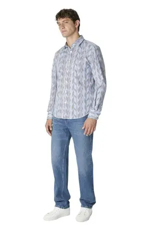 Missoni Poplin Cotton Shirt With Zigzag Pattern - Blue