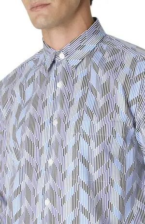Missoni Poplin Cotton Shirt With Zigzag Pattern - Blue
