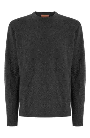 Missoni Cashmere Chevron Crew Neck Sweater - Grey