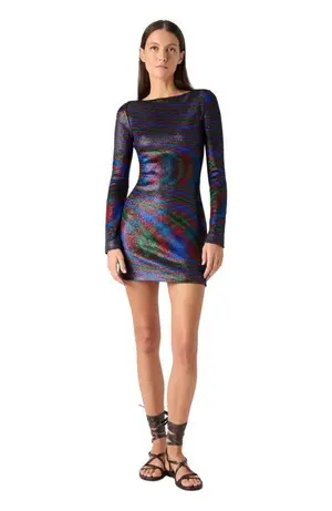 Missoni Long-sleeve Flame Pattern Mini Dress - Green & Purple