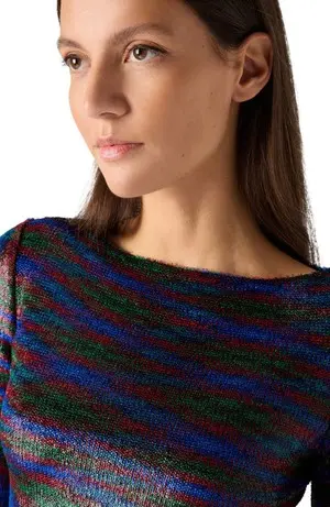 Missoni Long-sleeve Flame Pattern Mini Dress - Green & Purple