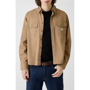 Guess Boxy Cotton Shirt Jacket - Tan