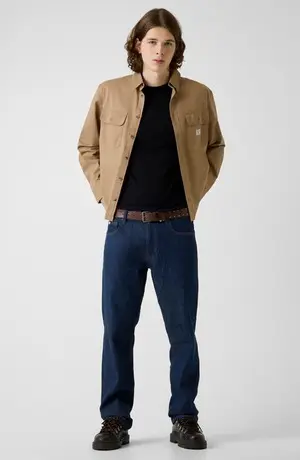 Guess Boxy Cotton Shirt Jacket - Tan