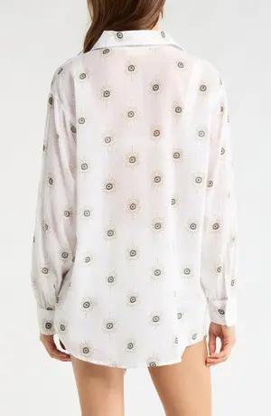 Elan Evil Eye Print Button-up Shirt