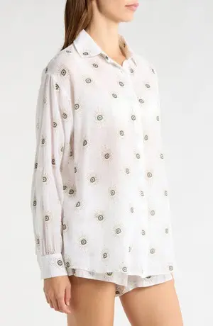 Elan Evil Eye Print Button-up Shirt