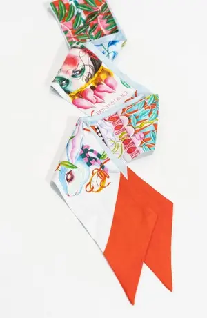 BOND & GRACE Wanderer's Whim Silk Twilly Scarf - Red
