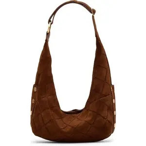 HAMMITT Tom Zip Medium Hobo Bag - Chocolate Diamond Suede/gold