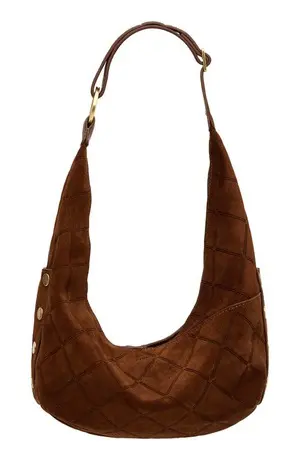 HAMMITT Tom Zip Medium Hobo Bag - Chocolate Diamond Suede/gold