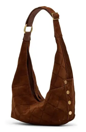 HAMMITT Tom Zip Medium Hobo Bag - Chocolate Diamond Suede/gold