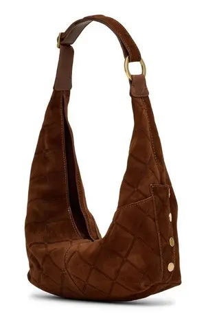 HAMMITT Tom Zip Medium Hobo Bag - Chocolate Diamond Suede/gold