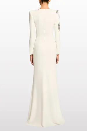 Jenny Packham Floral-embellished Maxi Dress - Vanilla
