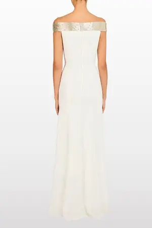Jenny Packham Enigma Off-the-shoulder Gown - Vanilla