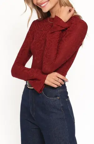 PETAL & PUP Jasmine Floral Jacquard Knit Top