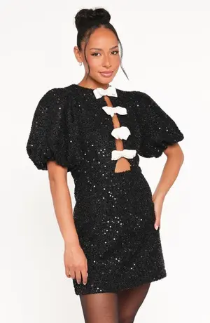 PETAL & PUP Sequin Bouclé Minidress