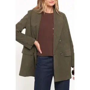 PETAL & PUP Madi Double Breasted Corduroy Blazer - Olive
