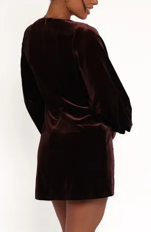 PETAL & PUP Twylar Long Sleeve Velvet Mini Dress