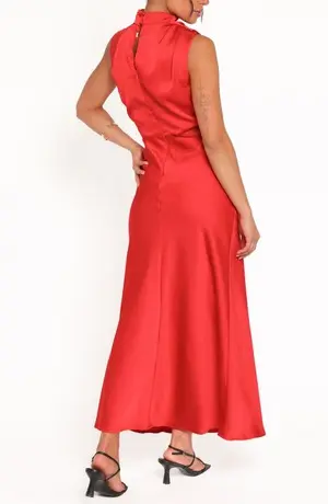 PETAL & PUP Satin Maxi Dress - Red