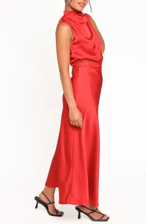 PETAL & PUP Satin Maxi Dress - Red