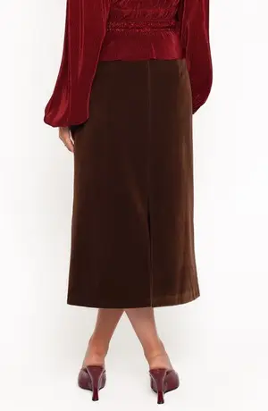 PETAL & PUP Halina Velvet A-line Midi Skirt