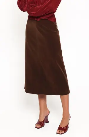 PETAL & PUP Halina Velvet A-line Midi Skirt