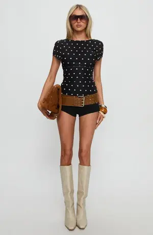 Princess Polly Attraction Polka Dot Mesh Top