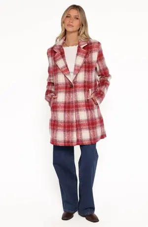 PETAL & PUP Travistine Longline Plaid Coat