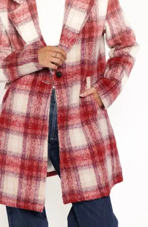 PETAL & PUP Travistine Longline Plaid Coat