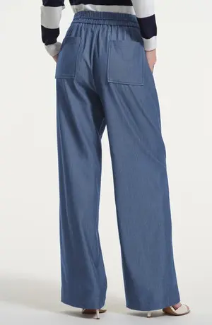 ISAAC MIZRAHI NEW YORK Cotton Chambray Pull-on Pants