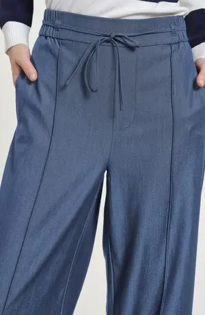 ISAAC MIZRAHI NEW YORK Cotton Chambray Pull-on Pants