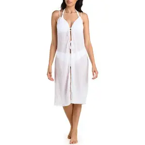 La Blanca Sunbeams Open Tie Front Cover-up - White