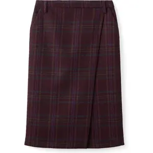 Mango Check Wrap Front Skirt