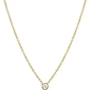 ZOE LEV Small Bezel Diamond Solitaire Necklace - Yellow Gold