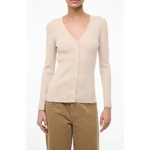 Staud Cargo Wool & Cotton Rib Cardigan