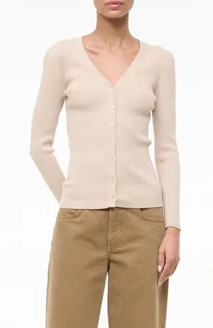 Staud Cargo Wool & Cotton Rib Cardigan