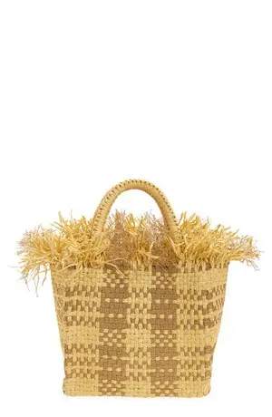 PAMELA MUNSON Mini Check Mate Raffia Handbag