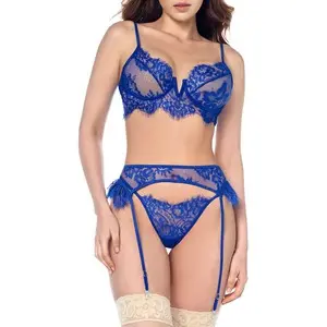 MAPALE Eyelash Lace Bra - Blue