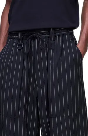 Y3 Pinstripe Oversized Wide Leg Drawstring Pants