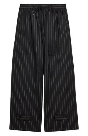 Y3 Pinstripe Oversized Wide Leg Drawstring Pants