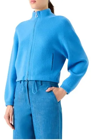 Akris Cashmere Piqué Crop Zip-up Cardigan