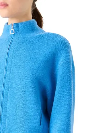Akris Cashmere Piqué Crop Zip-up Cardigan