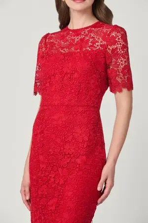 Shoshanna Darcy Savile Row Lace Midi Dress