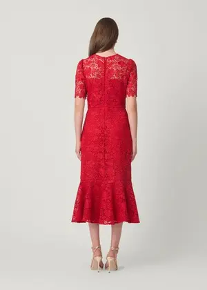 Shoshanna Darcy Savile Row Lace Midi Dress