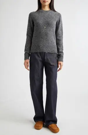 JW Anderson Monogram Embroidered Wool & Mohair Sweater